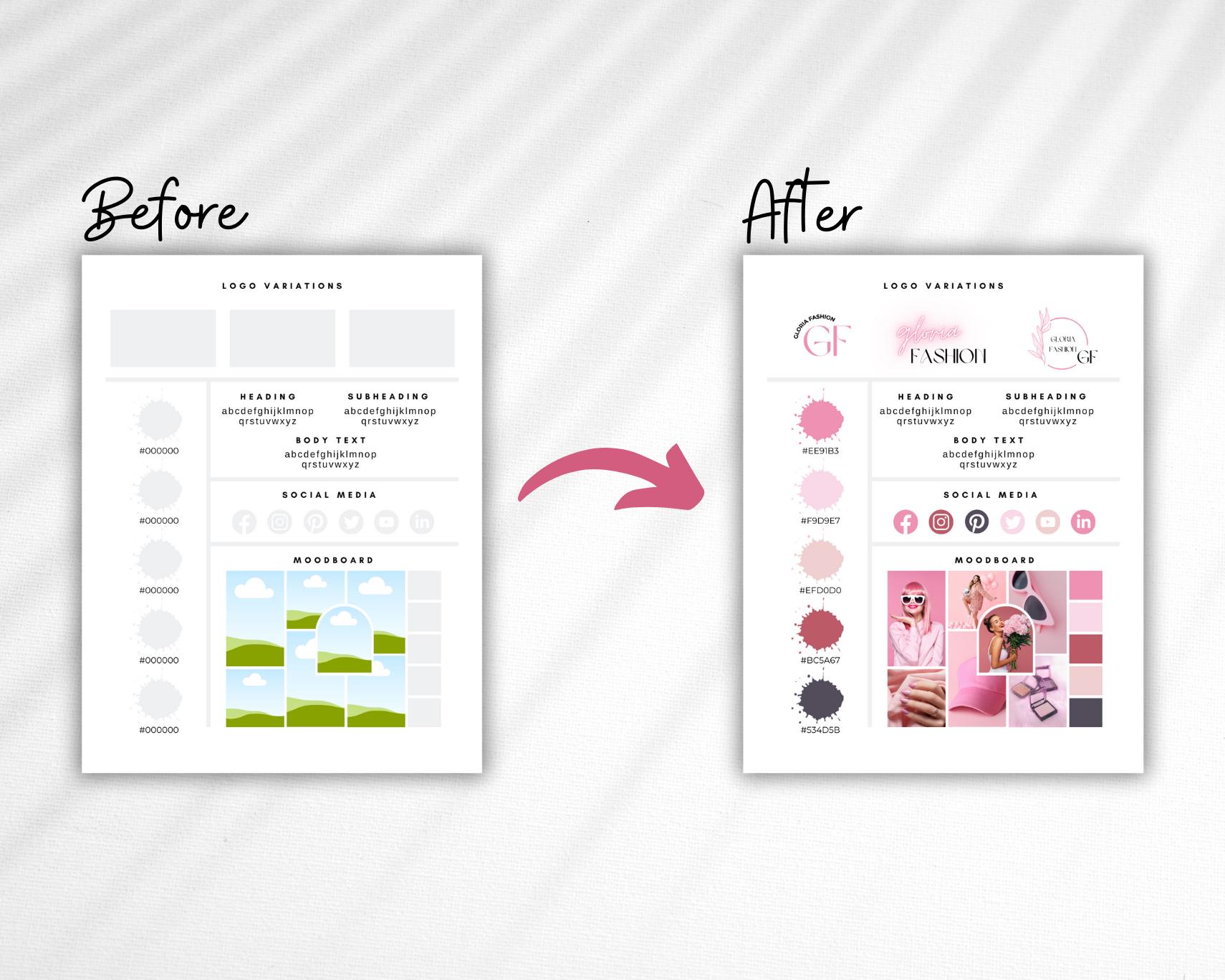Brand Board Template, Brand Board Mockup, Canva Brand Guides, Editable ...