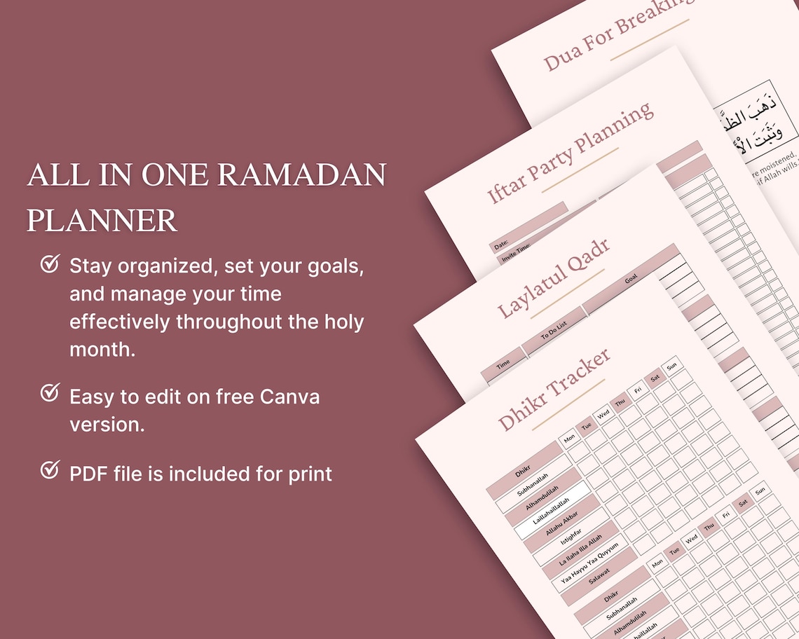 Ramadan Planner 2026, Editable Canva Template, Printable PDF (digital ...
