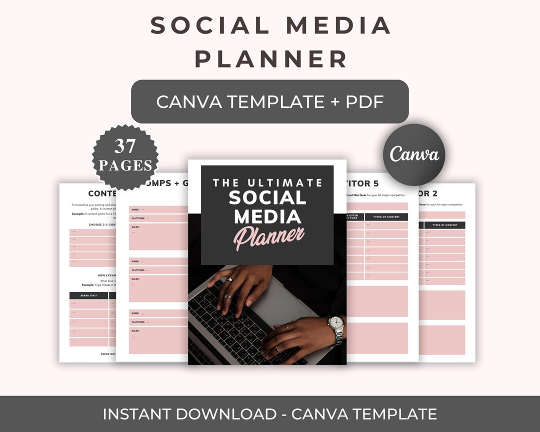 Social Media Planner | Digital Download | Canva Template + Printable ...