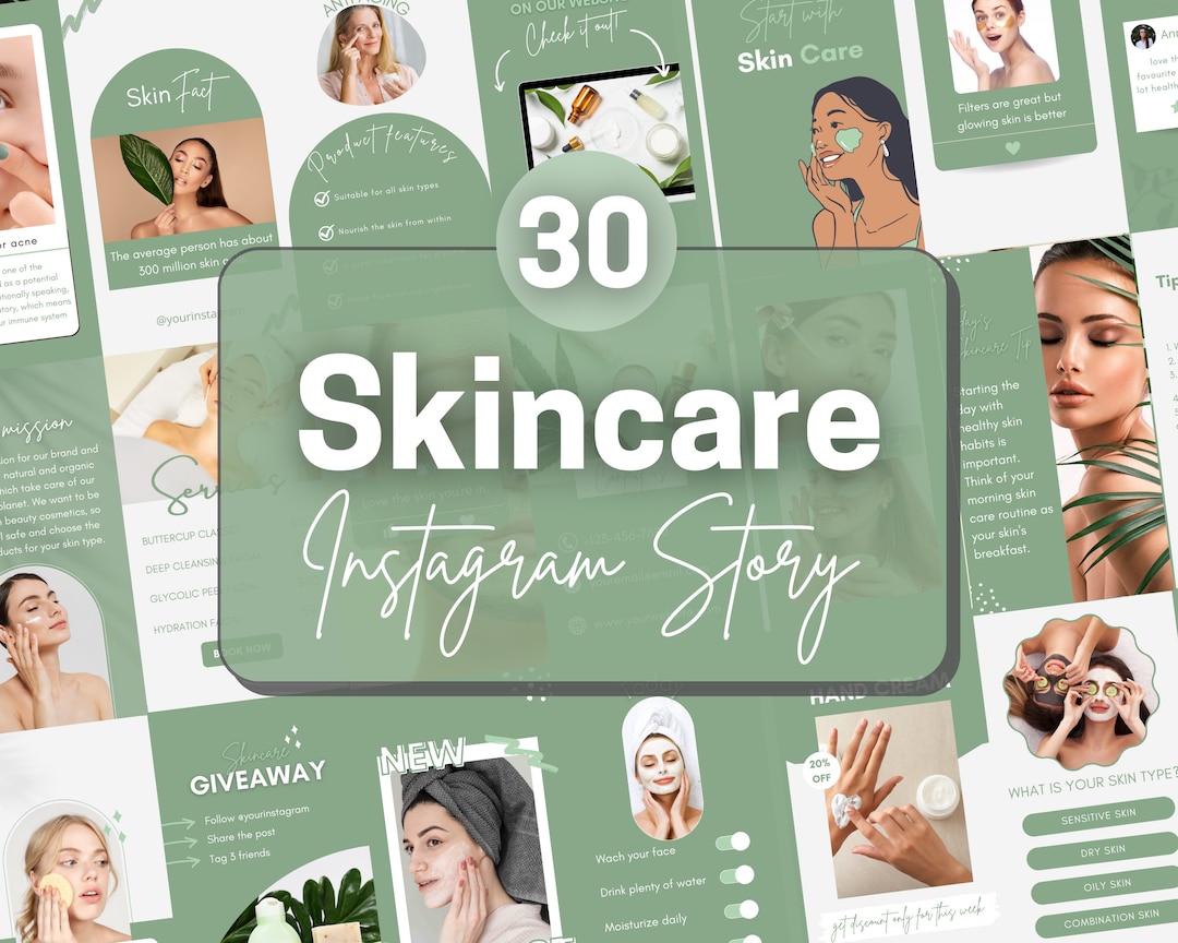 Green Skincare Instagram Template, Skincare Instagram Story, Skincare ...