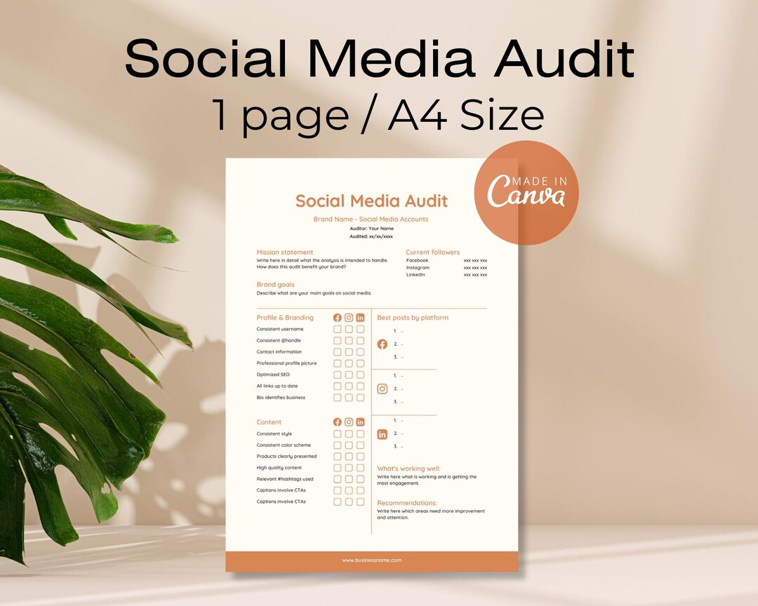 Social Media Audit Template, Instagram Audit Template, Social Media Manager, Social Media ...