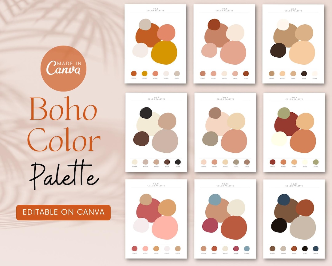 Boho Brand Color Palette Canva With Hex Code, Color Palette Bundle ...