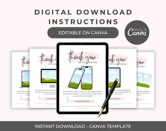 Digital Download Instruction Template, Canva Instructions, Digital ...