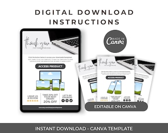 Digital Download Instruction Template, Canva Instructions, Digital ...