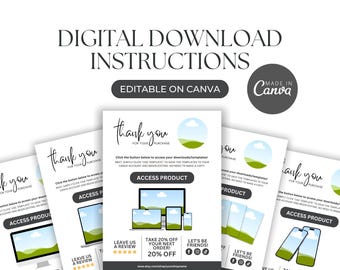 Digital Download Instruction Template, Canva Instructions, Digital ...