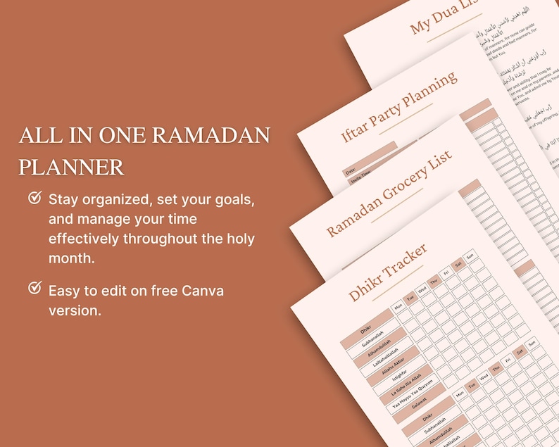 Ramadan Planner 2026, Editable Canva Template, Printable PDF (digital ...