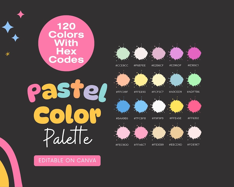 Pastel Color Palette | Hex Codes Canva | Color Palette Branding ...