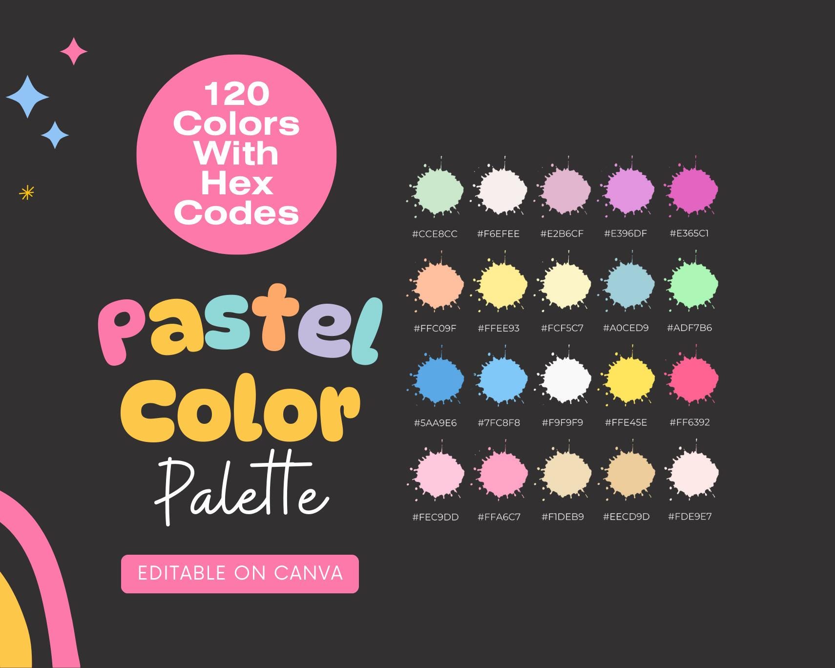 Pastel Color Palette | Hex Codes Canva | Color Palette Branding ...
