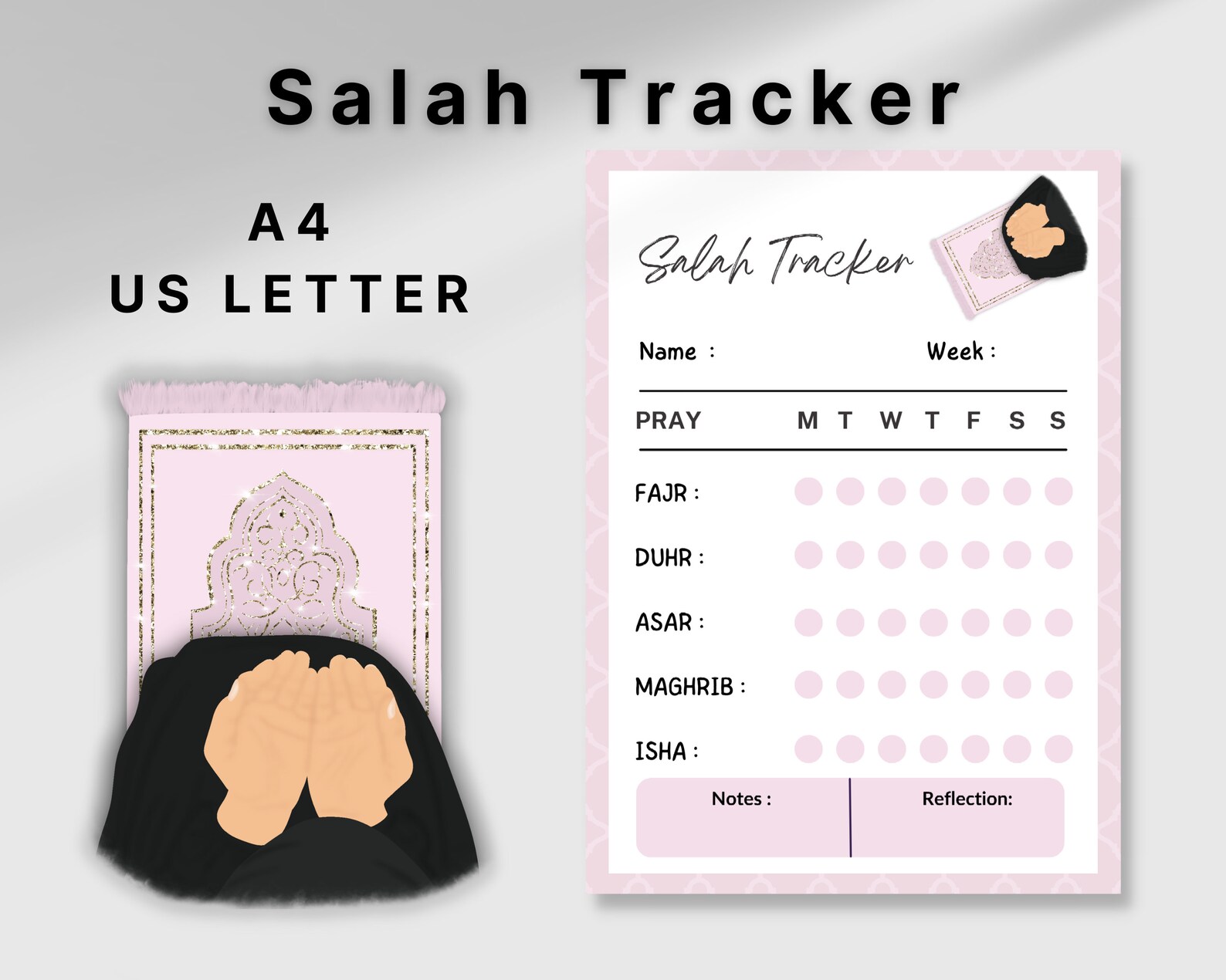 Printable Salah Tracker, Daily Prayer, Muslim Prayer Tracker, Weekly ...