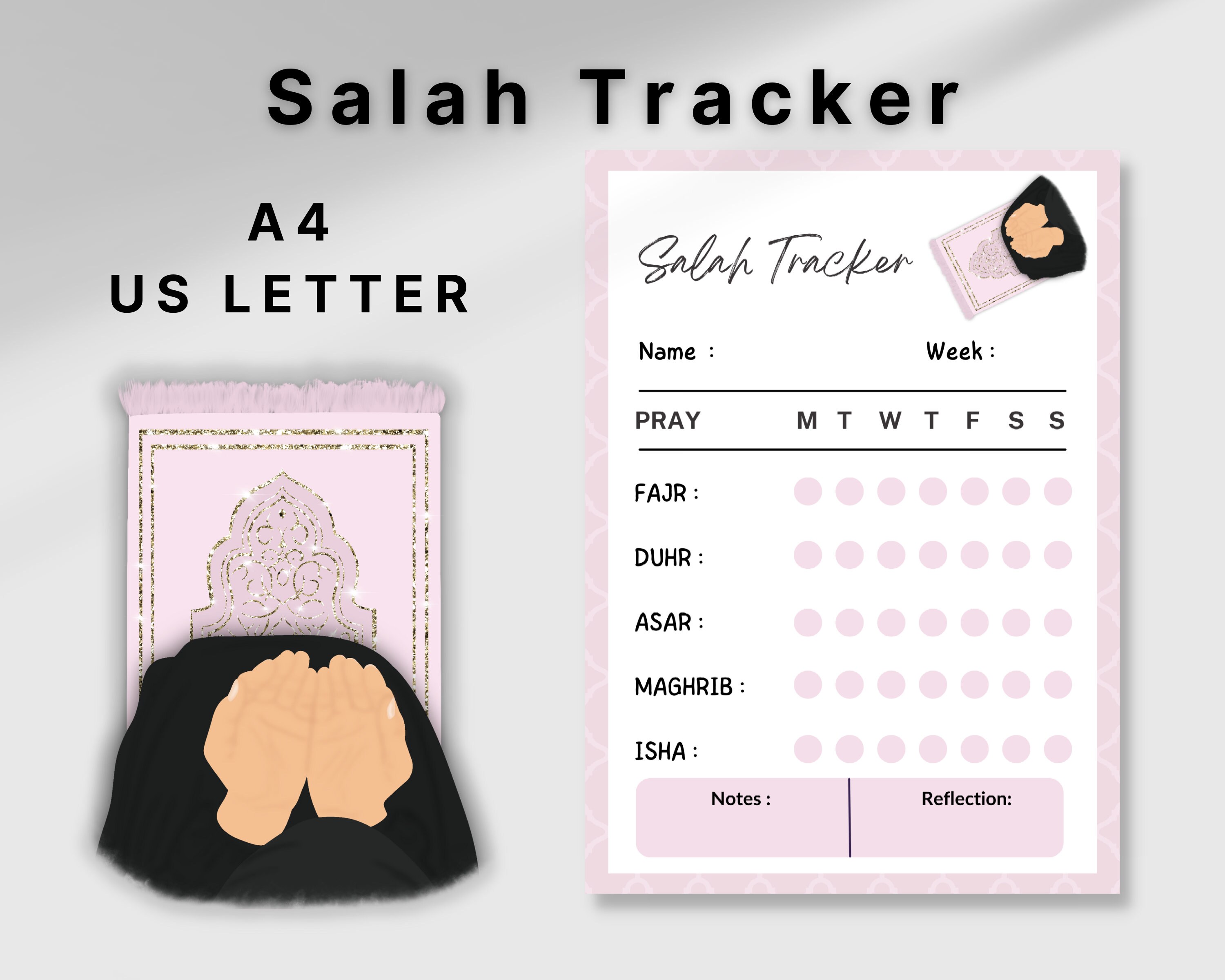 Printable Salah Tracker, Daily Prayer, Muslim Prayer Tracker, Weekly ...