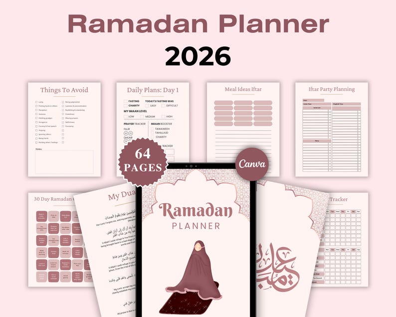 Ramadan Planner 2026, Editable Canva Template, Printable PDF (digital ...