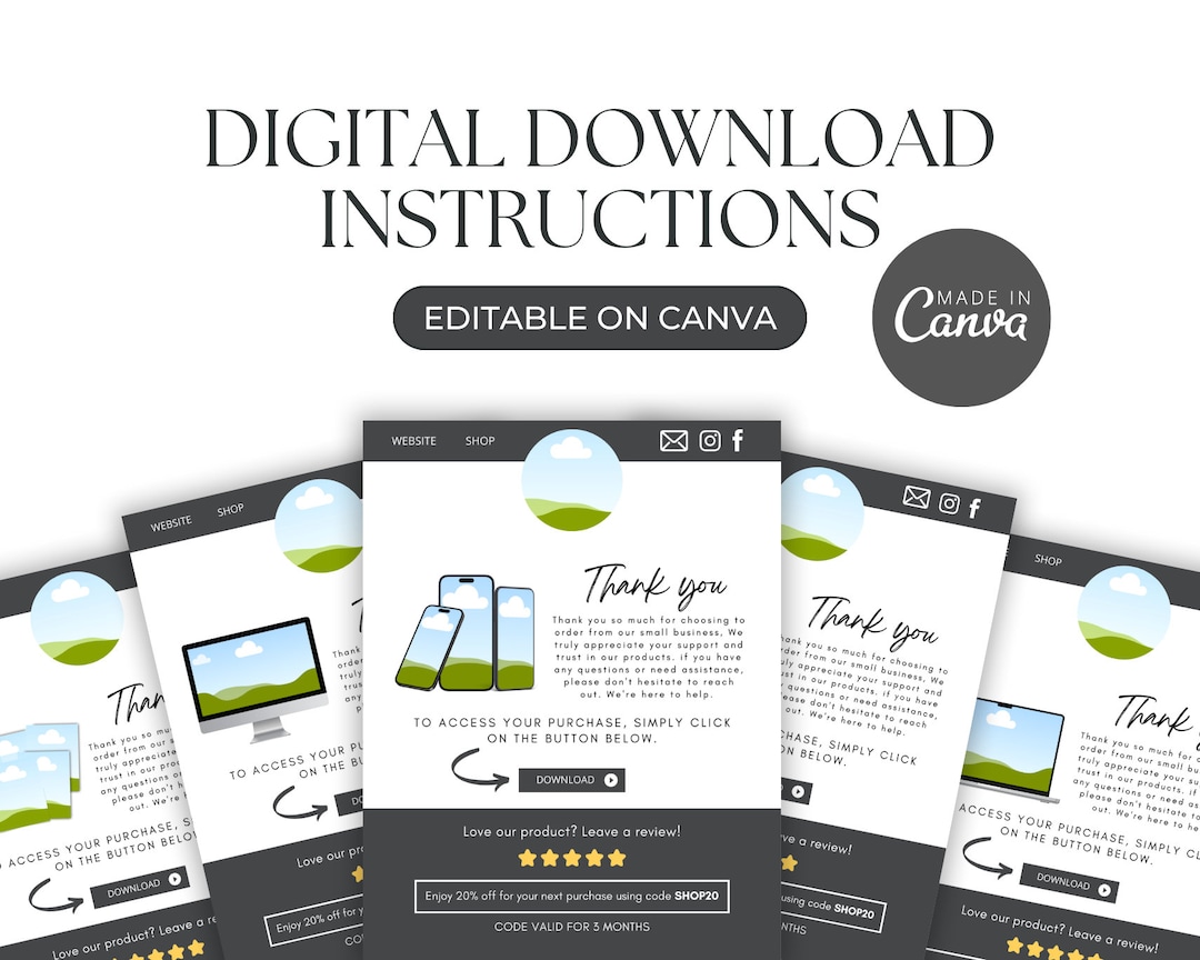 Digital Download Instruction Template, Canva Instructions, Etsy Seller ...
