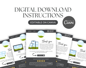 Digital Download Instruction Template, Canva Instructions, Digital ...