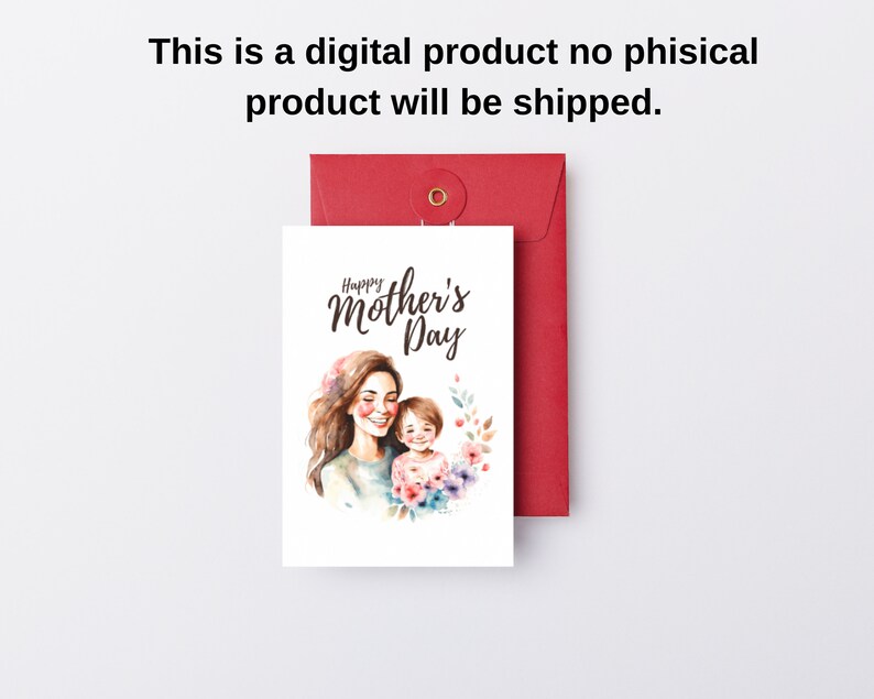 Happy Mother's Day Card, Watercolor Mother's Day, Digital Mothers Day ...