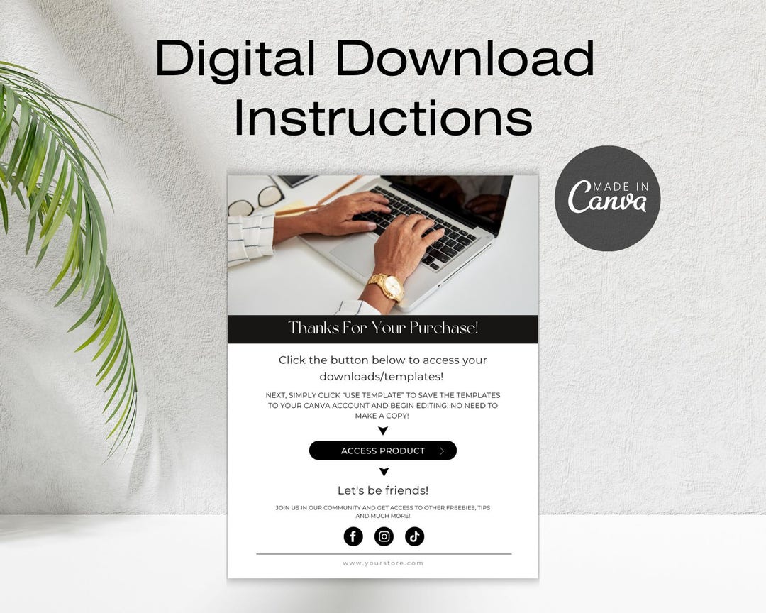 Digital Download Instruction Template, Canva Instructions, Digital ...