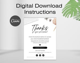 Digital Download Instruction Template, Canva Instructions, Digital ...
