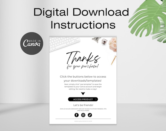 Digital Download Instruction Template, Canva Instructions, Digital ...
