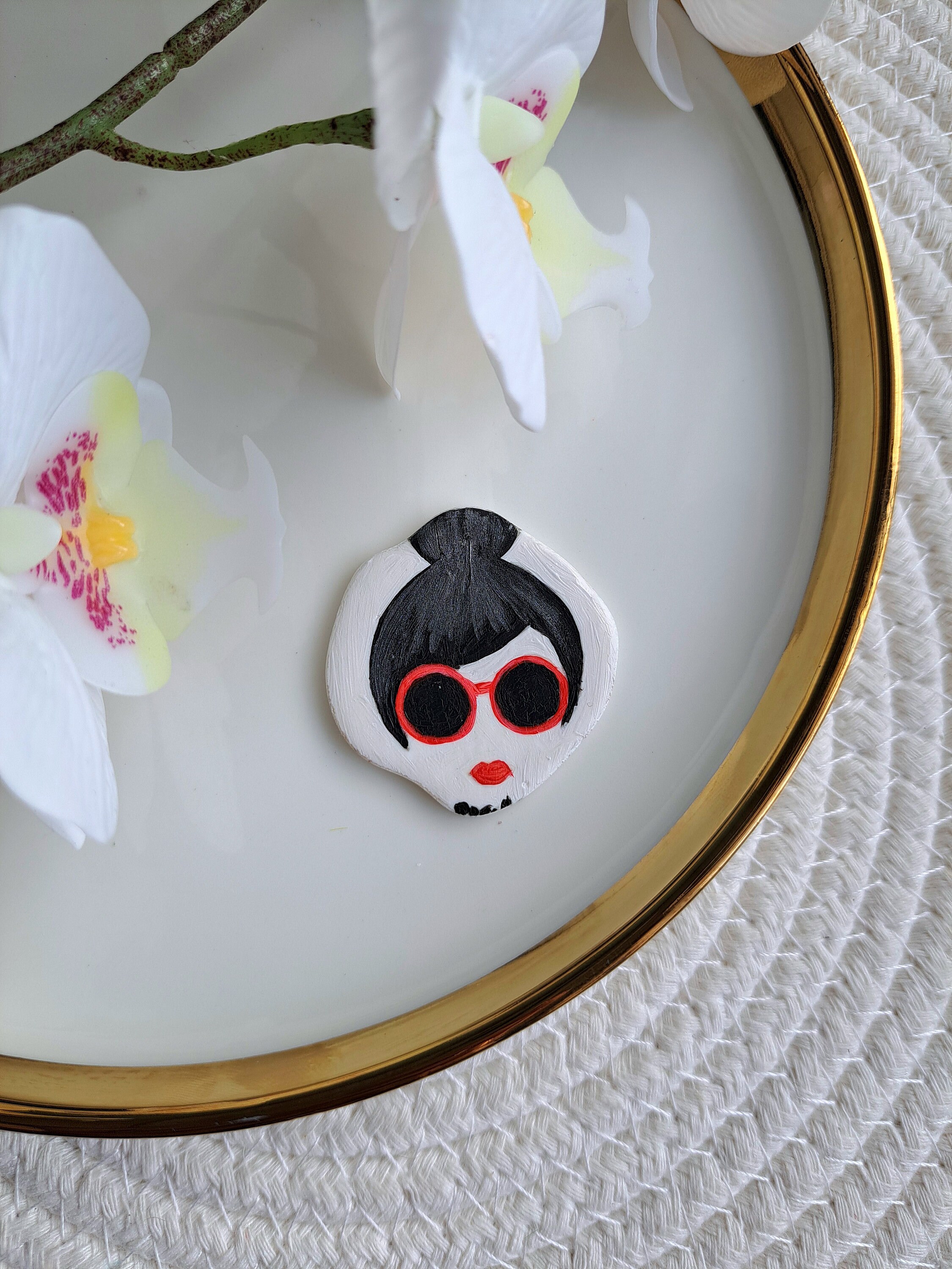 Unique Handmade Polymer Clay Brooch With Colorful Acryl Painting Fun ...