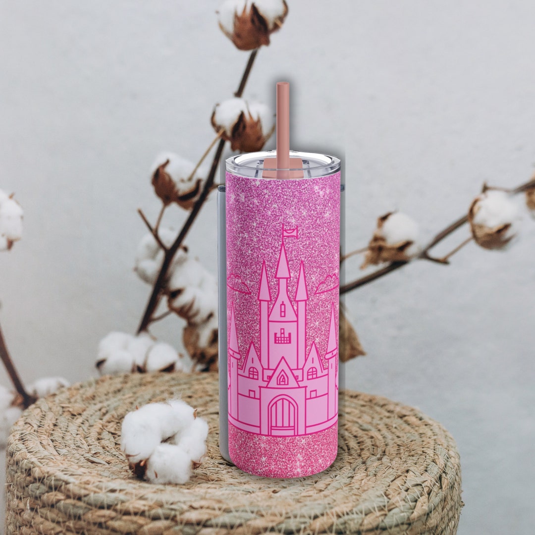 Pink Glitter Tumber Disney Themed Tumbler Disney Pink Tumbler Pink ...