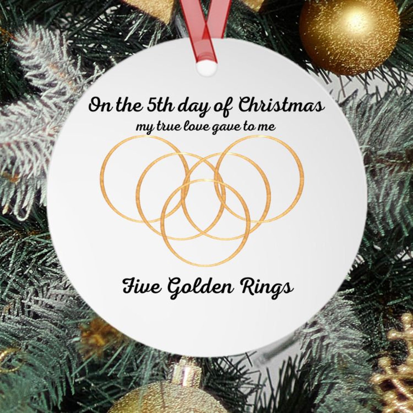 12 Days of Christmas Ornament, Five Golden Rings Ornament, Special ...