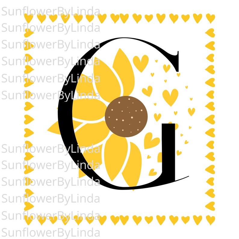 Keychain Initial G PNG With Sunflower for Keychains T Shirts - Etsy