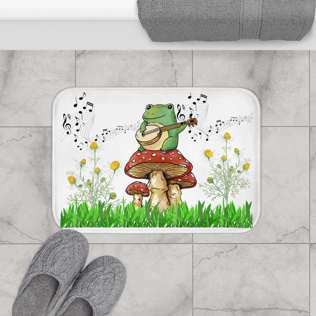Frog Bath Mat, Musical Frog Bathroom Decor for Frog Lovers, Microfiber ...