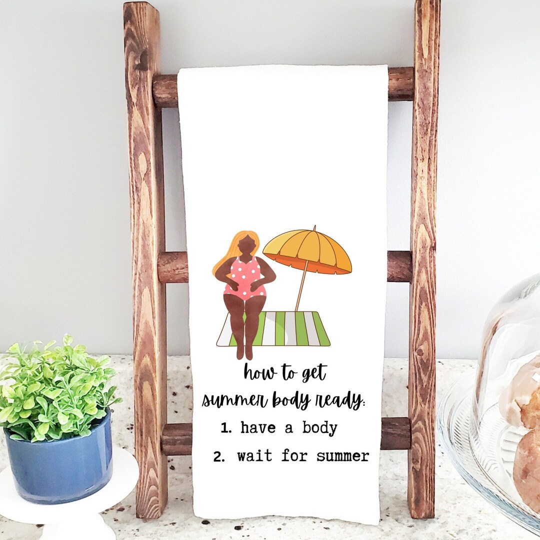 Funny Summer Body Meme Dish Towel, Cute Beach House Dish Towel ...