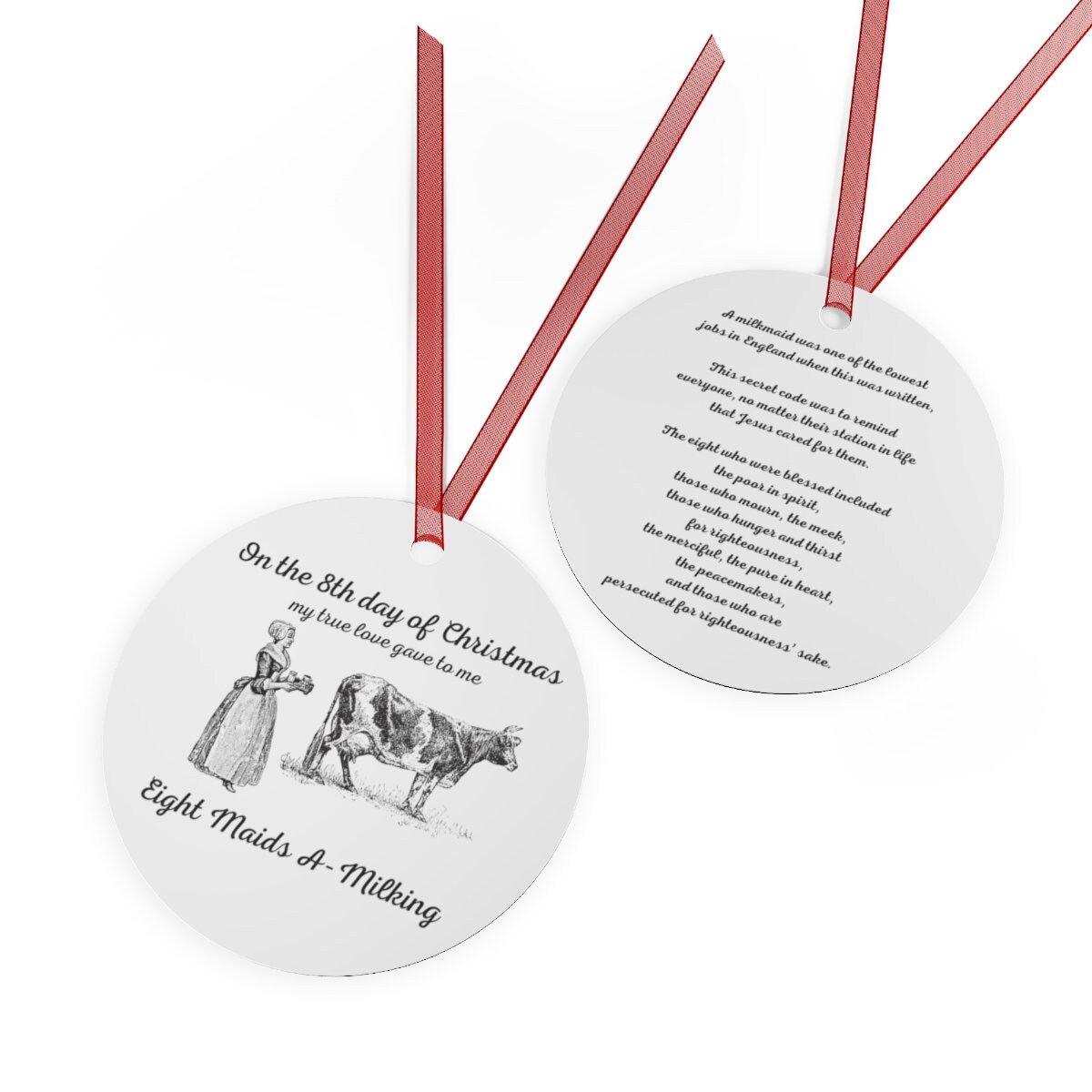 12 Days of Christmas Ornament, Eight Maids A Milking Ornament, Special ...
