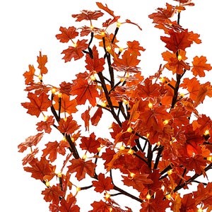 5' LED Tree With Red Maple Leaves - Etsy