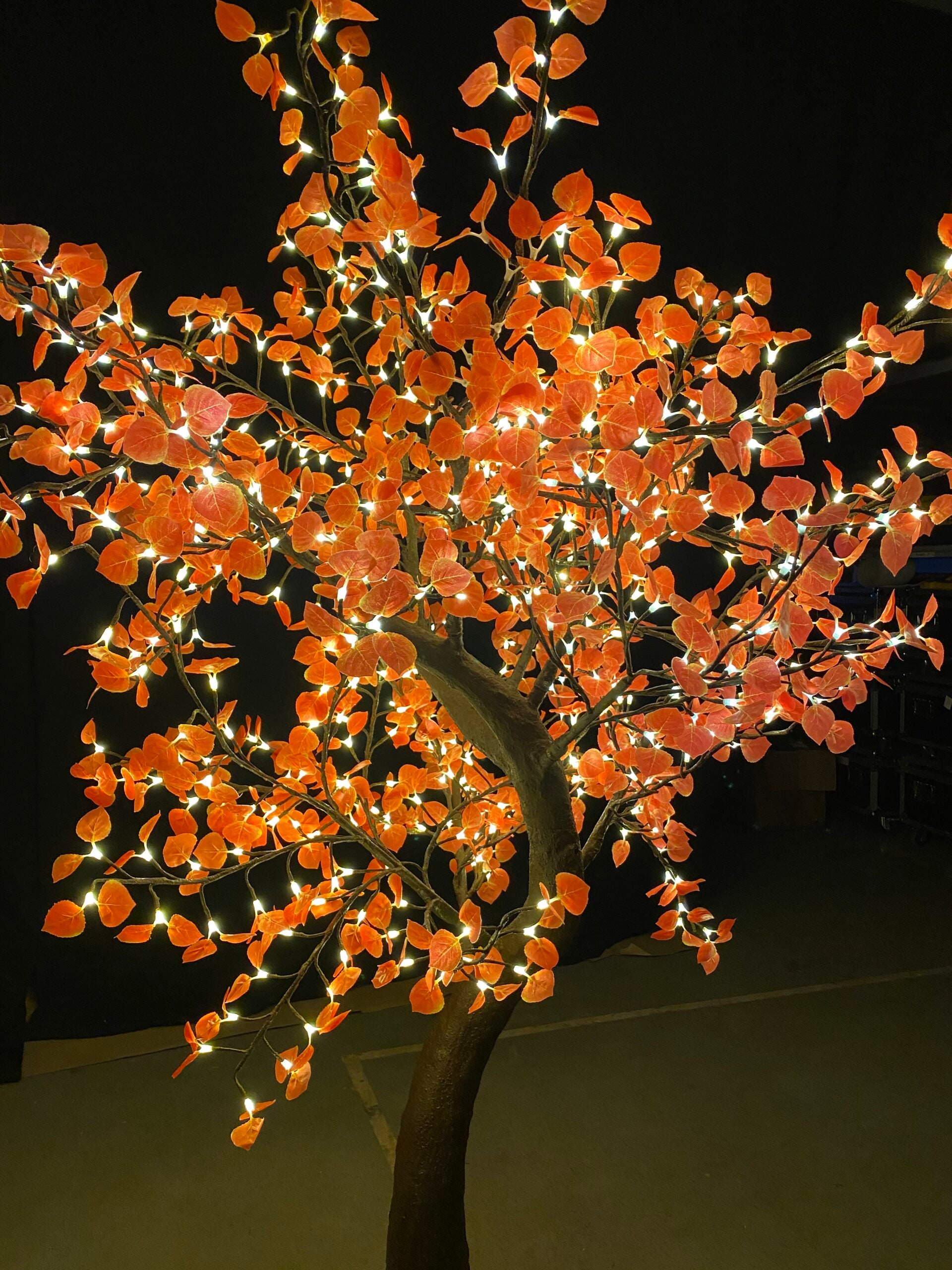 7' LED Tree With Red, Aspen Style Leaves - Etsy