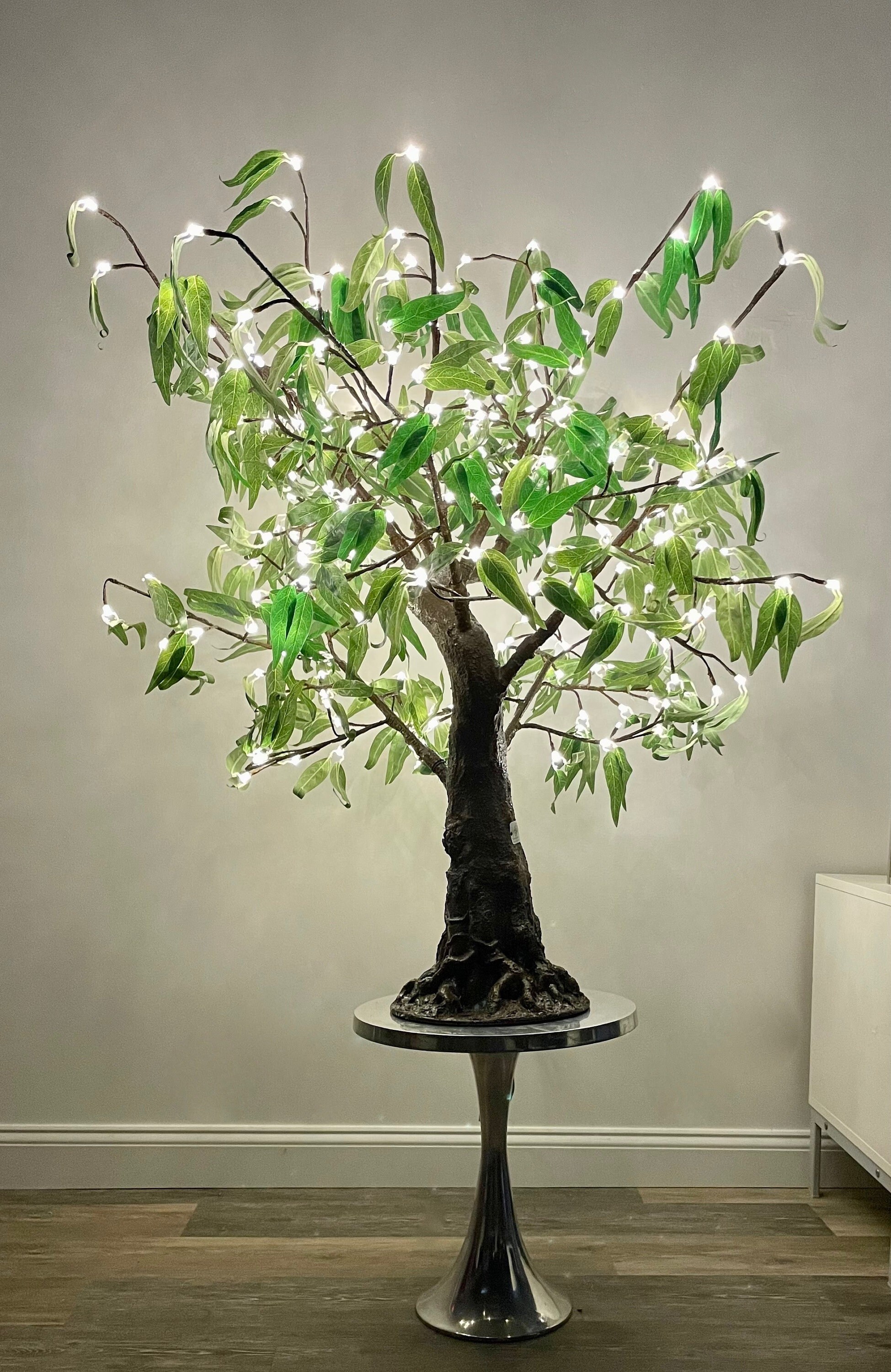 5' LED Tree With Green Olive Leaves - Etsy
