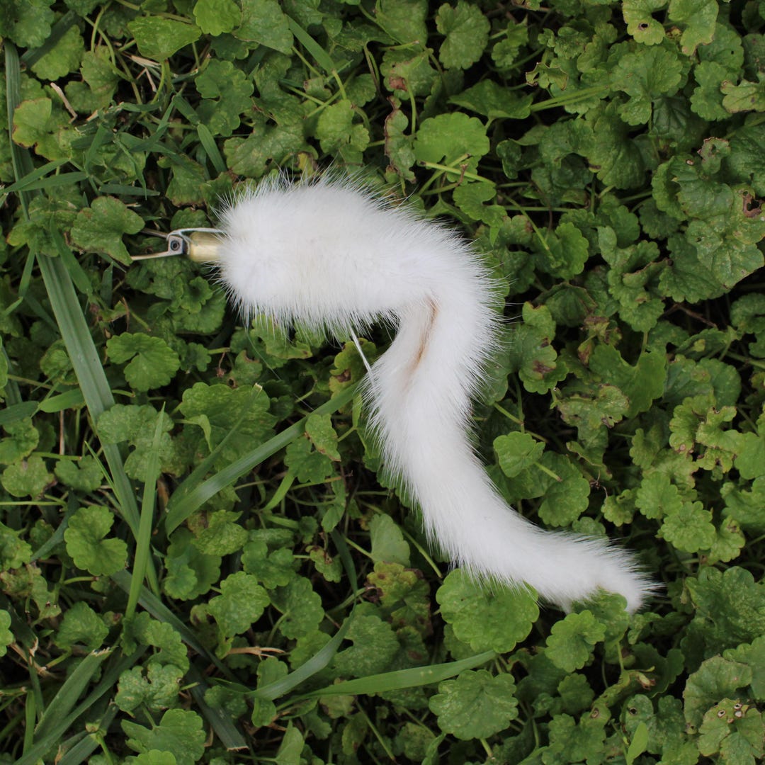 White Mink Tail Keychain - Etsy