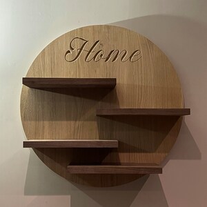 Oak Round Wall Rack With Walnut Planks 60 Cm - Etsy