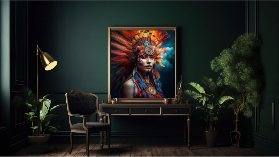Red Indian Digital Art Gift for Woman Indian Cultural Portrait Woman ...