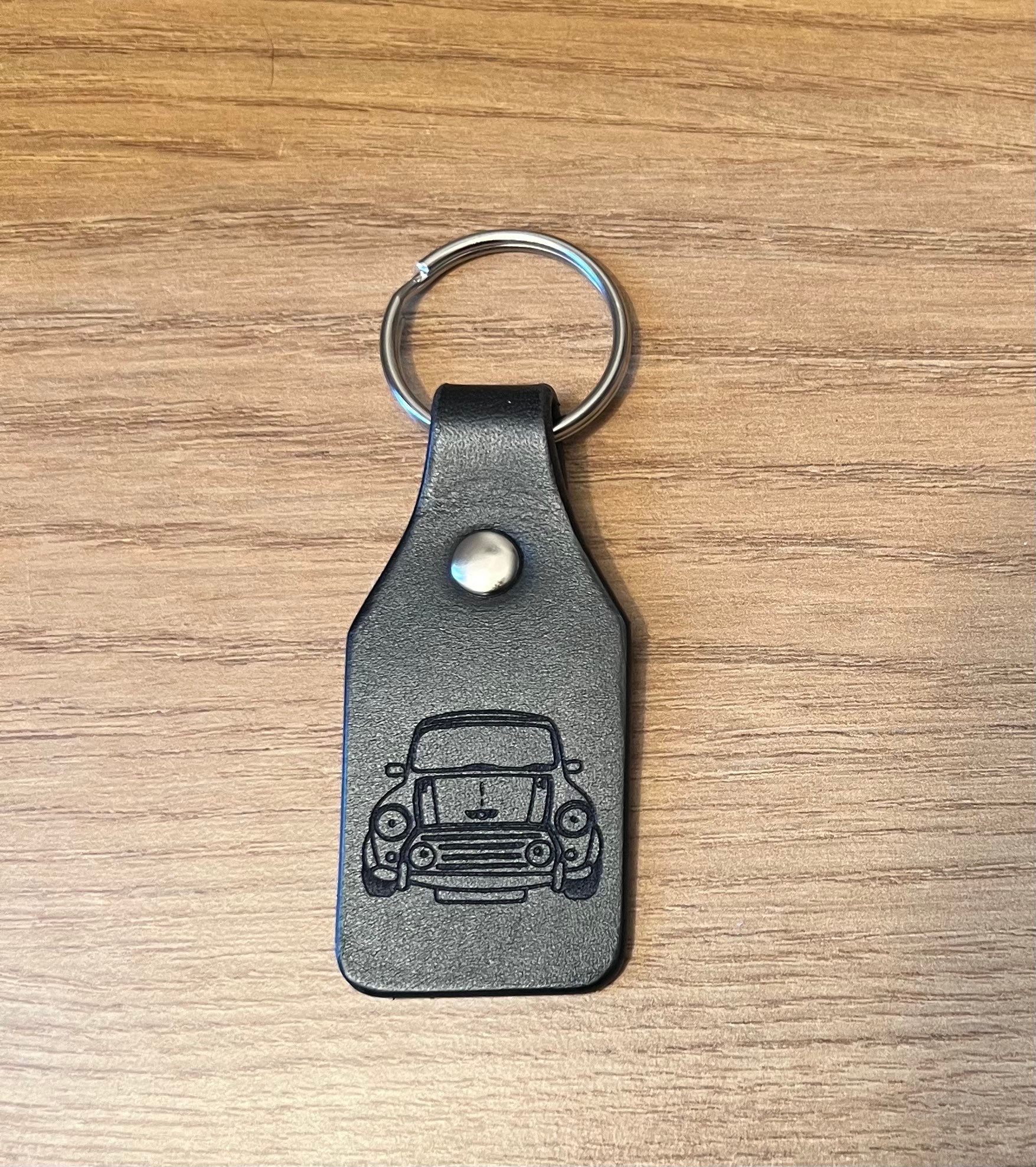 Classic Mini Cooper Portrait Leather Key Ring (optional Personalisation ...