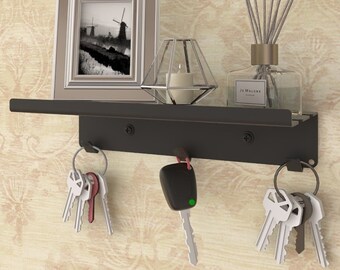 Metal Key Hanger, Shelf Key Holder, Wall Mounted Stainless, Wall Hooks ...
