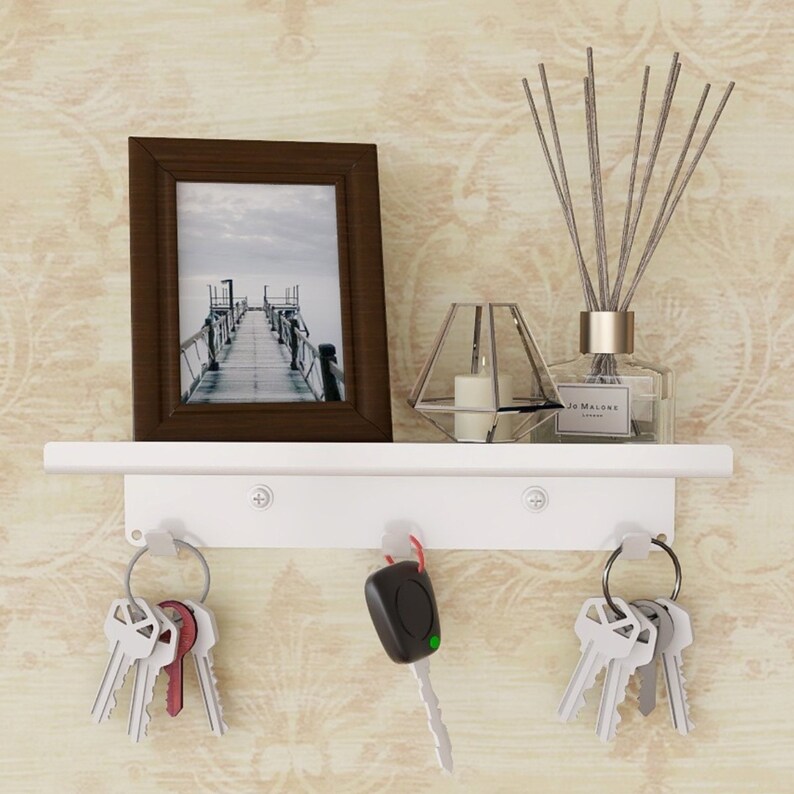 Metal Key Hanger, Shelf Key Holder, Wall Mounted Stainless, Wall Hooks ...