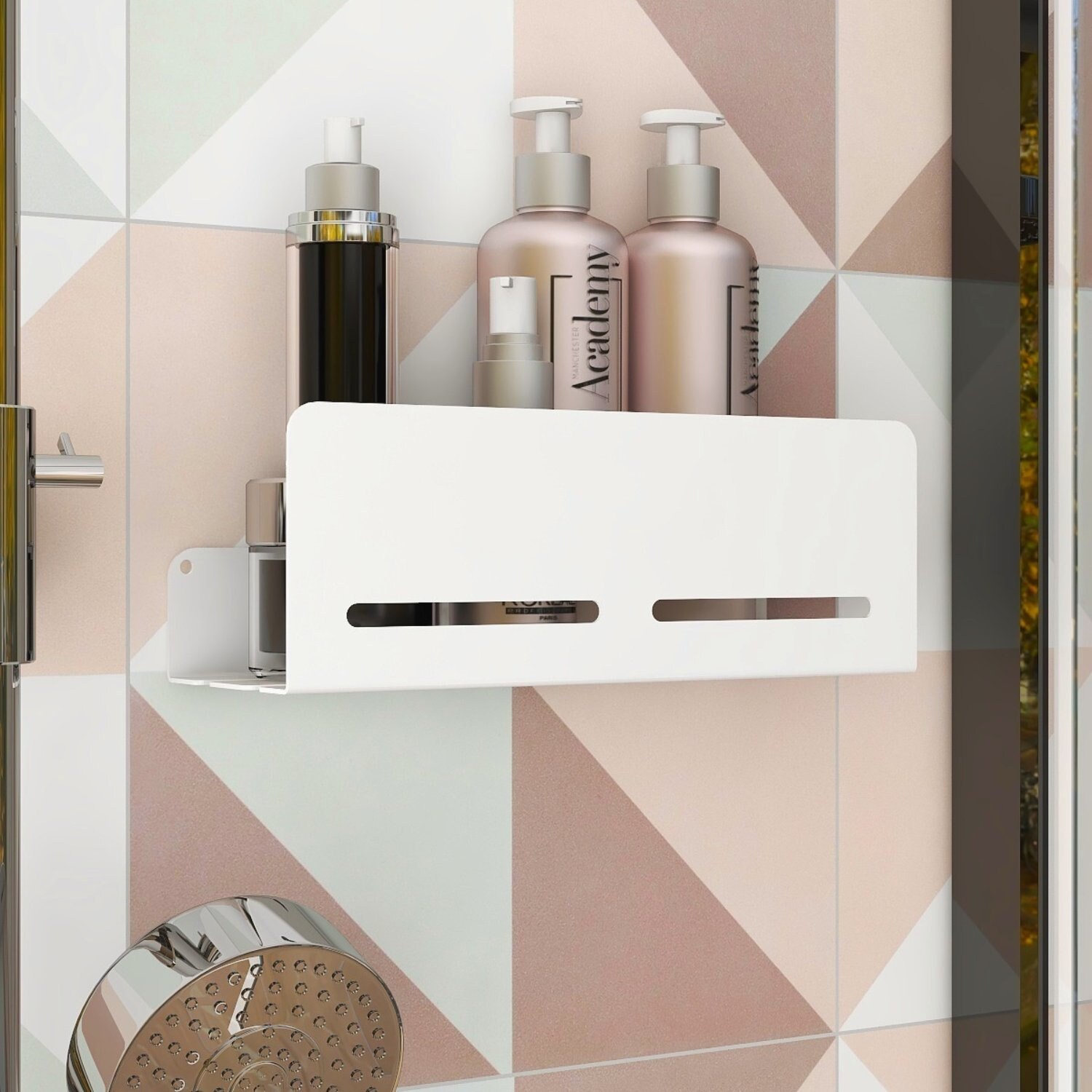 Metal Shower Shelf, Bathroom Rack, Wall Mounted Stainless, Shampoo Soap ...