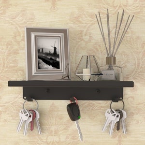 Metal Key Hanger, Shelf Key Holder, Wall Mounted Stainless, Wall Hooks ...