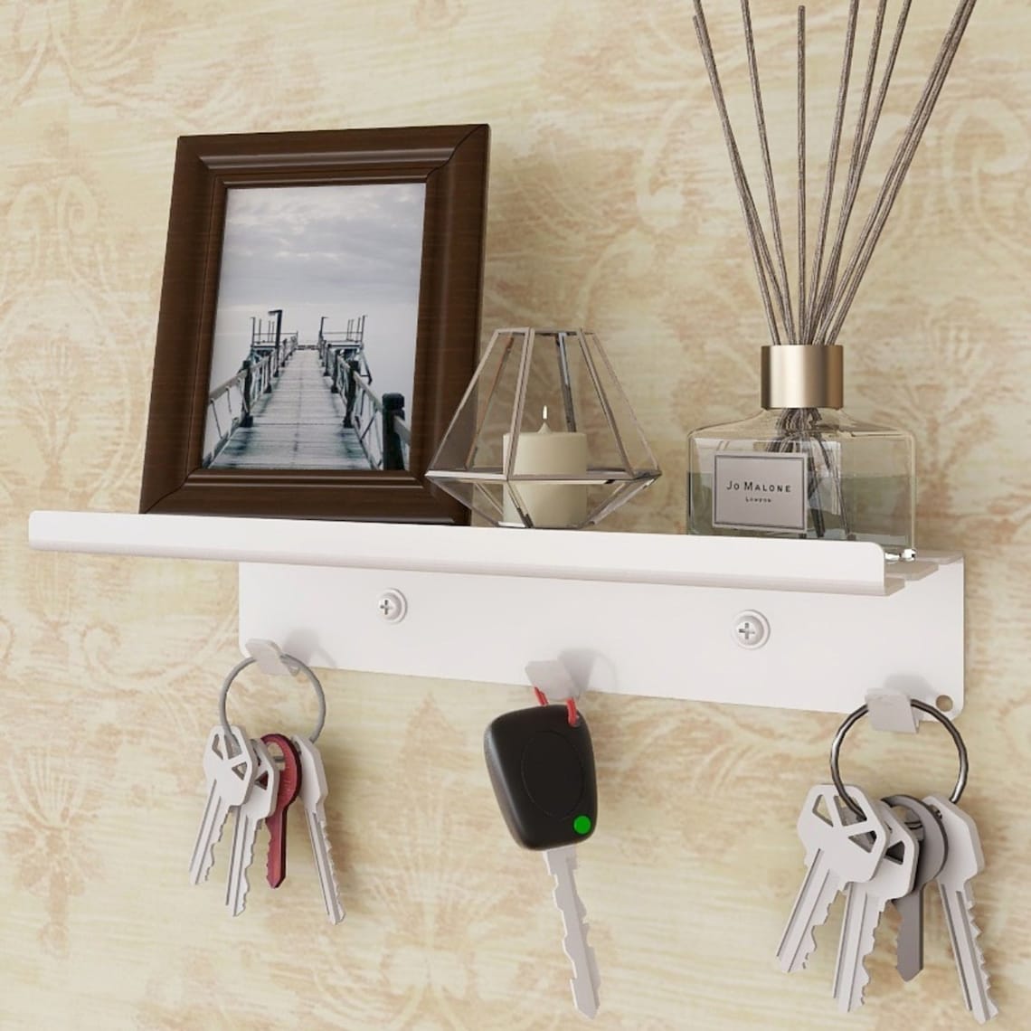 Metal Key Hanger, Shelf Key Holder, Wall Mounted Stainless, Wall Hooks ...
