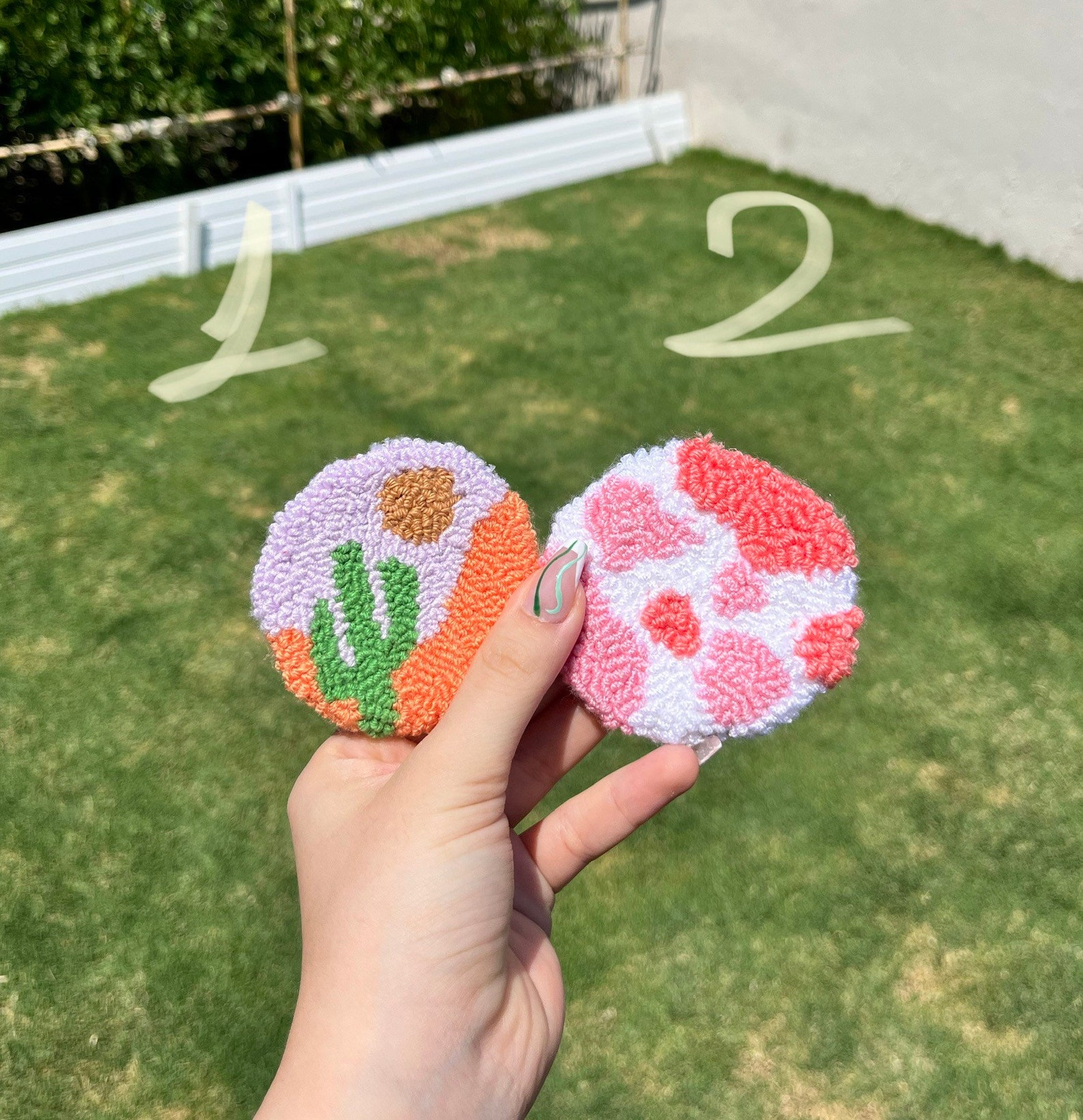 Set of 2 Punch Needle Car Coasters Punch Needle Coaster - Etsy