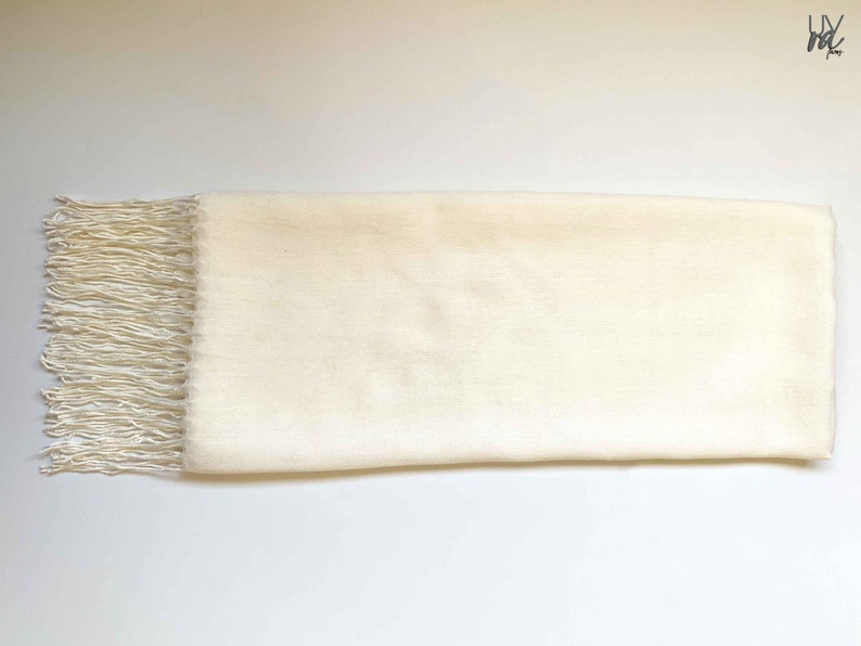 Cream Pashmina Shawl Band or Card and Flower Personalized | Etsy