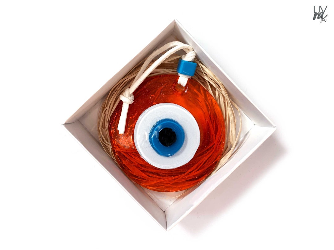 Evil Eye Transparent Orange Handmade Evil Eye Decor Good Luck Gift ...