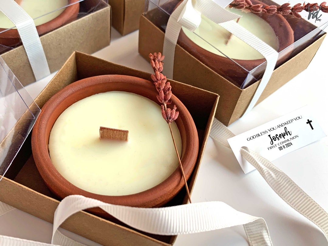 Terracotta Soy Wax Candle Favors: Baptism & First Communion Gifts - Etsy