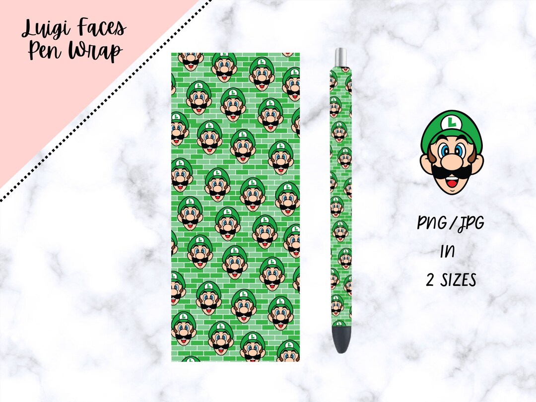 Luigi Faces Digital Pen Wrap Templatepen Wrap Pngpen Wrap Cut Filepen ...