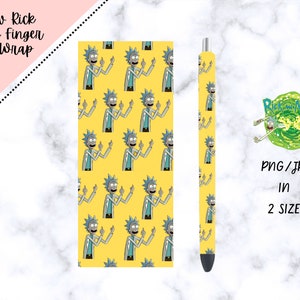 Yellow Rick Middle Finger Digital Pen Wrap Templatepen Wrap Pngpen Wrap ...
