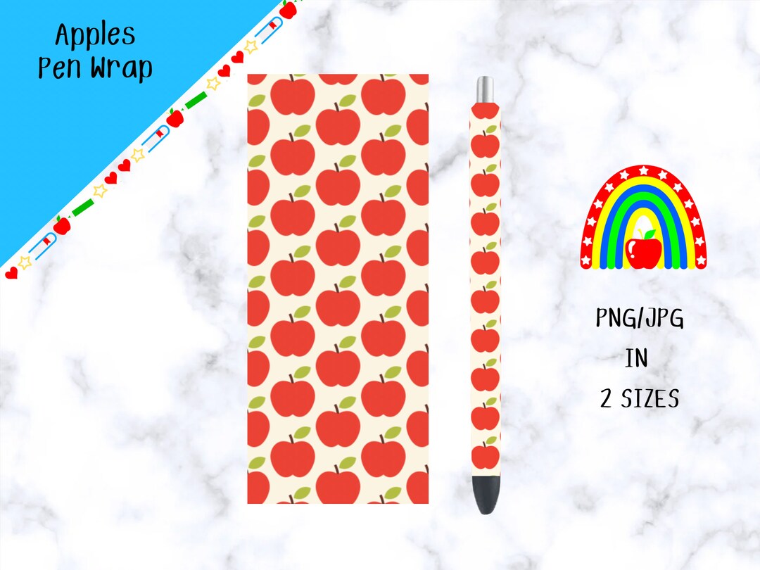 Apples Digital Pen Wrap Templatepen Wrap Pngpen Wrap Cut Filepen Wrap ...
