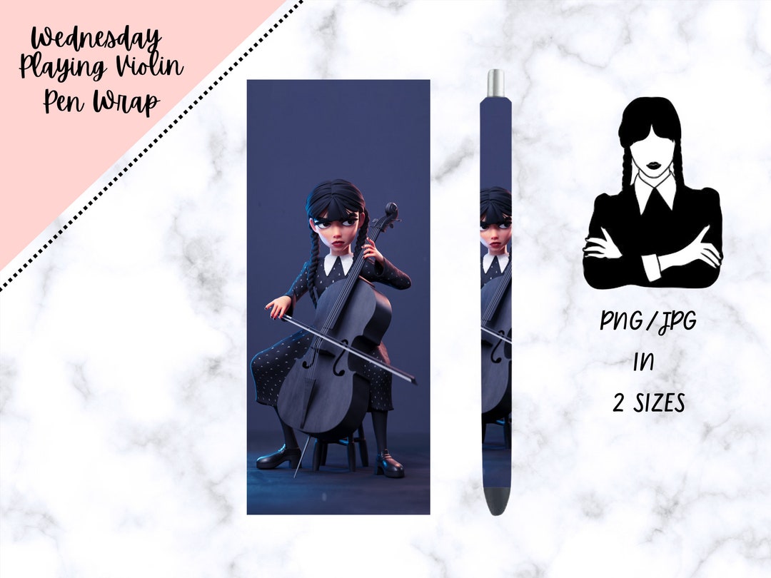 Wednesday Playing Violin Digital Pen Wrap Templatepen Wrap Pngpen Wrap ...