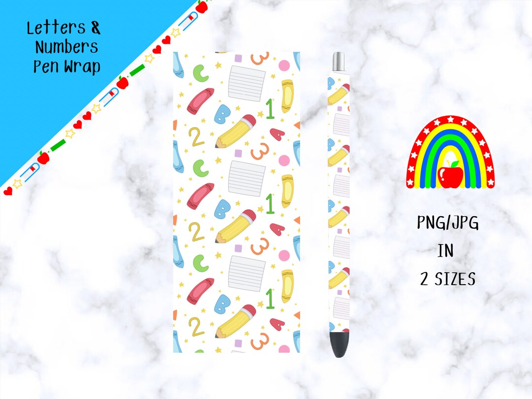 Letters & Numbers Digital Pen Wrap Templatepen Wrap Pngpen Wrap Cut ...