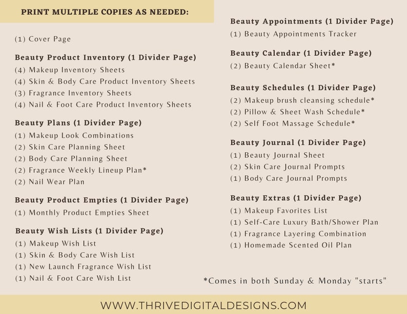 All Things Beauty Printables Bundle Beauty Planner Makeup Skinbody Care ...